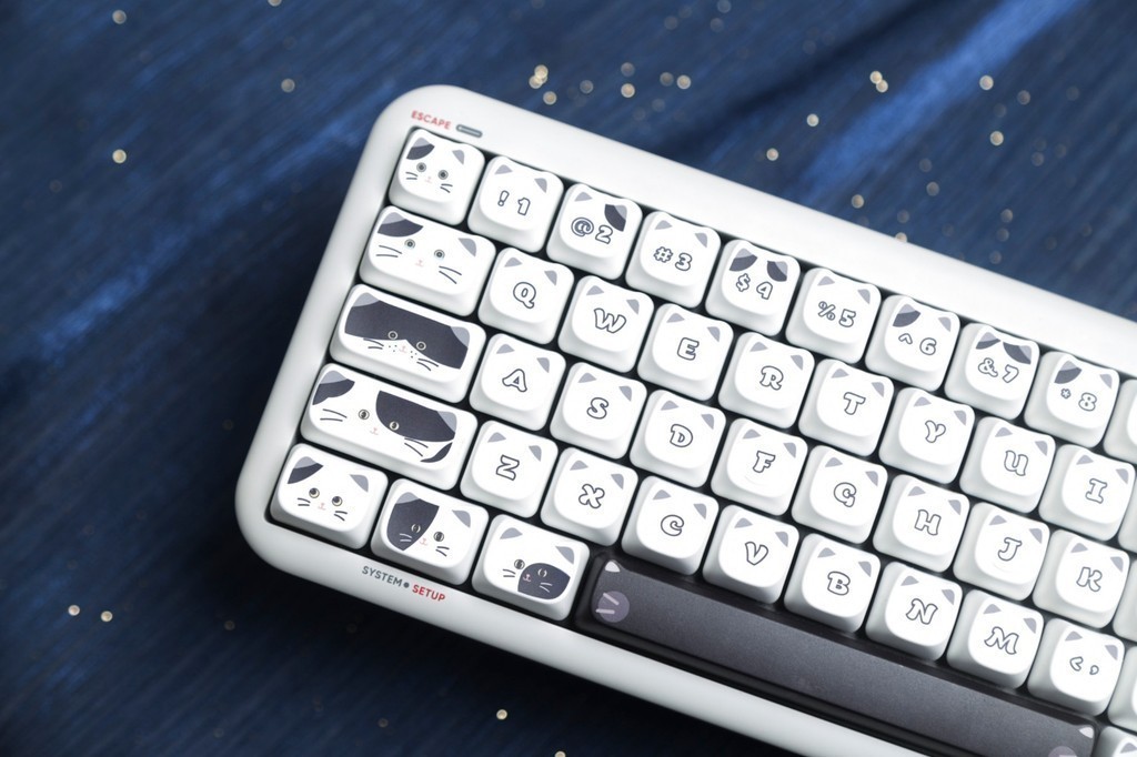 Cute Black and White Cat Themed Keycaps with Black and White Color ...