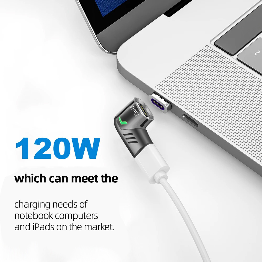 120W High-powered L-shaped Type-C To Type-C Port Charging Adapter ...