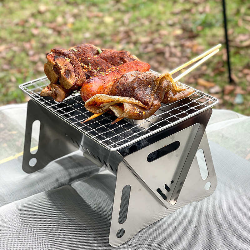 Barbecue grill, household charcoal grill, outdoor small folding ...