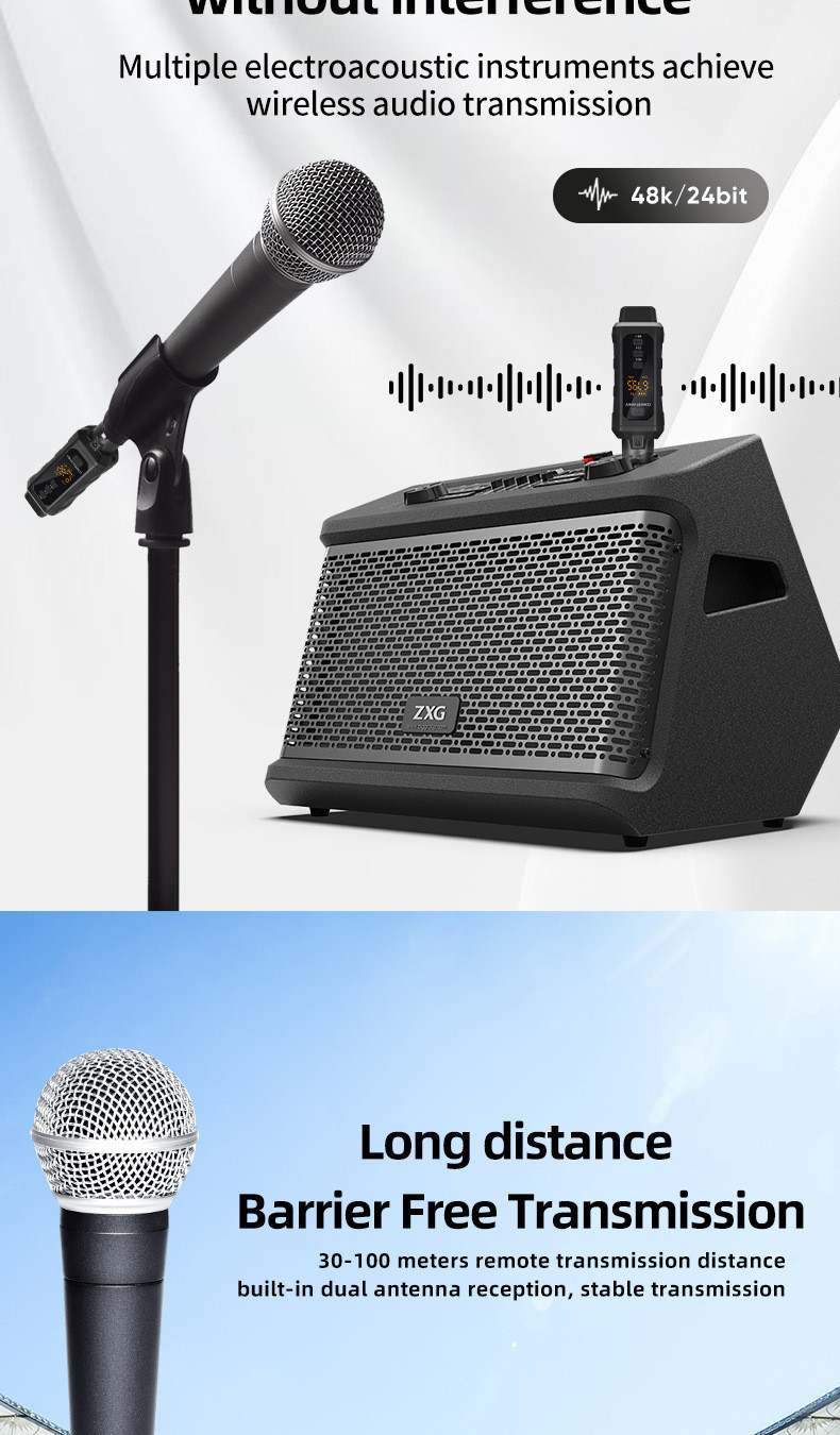 U2 XLR Wired Microphone to Wireless Microphone System 0V/48V for ...