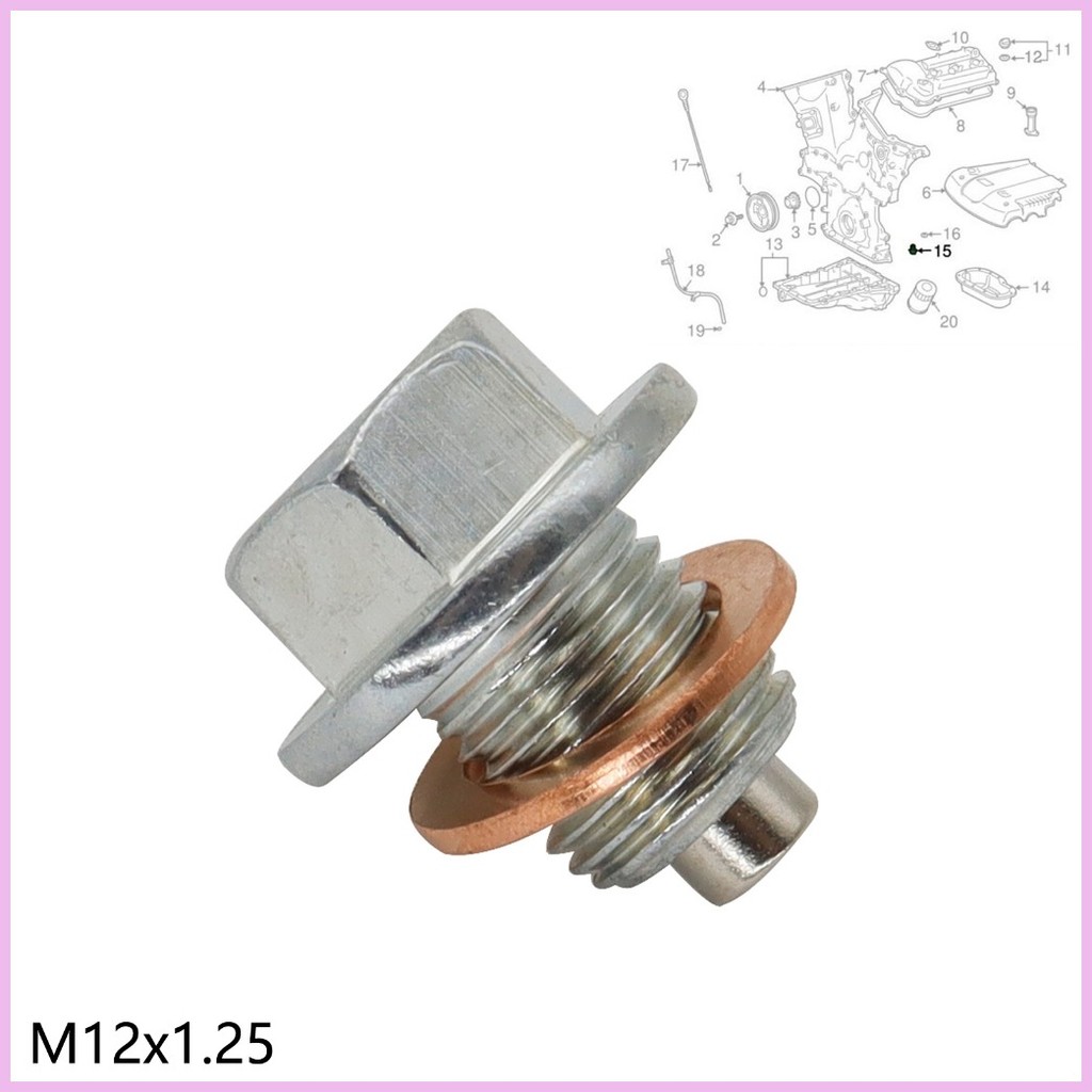 ๑ ﹊ Magnetic Oil Drain Plug Engine Drain Nut Bolt Sump Nut Screw Copper ...