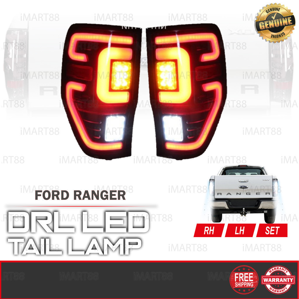 Ford RANGER T6 T7 2011-2019 DRL LED BLACK TAIL LIGHT Rear LIGHT ...