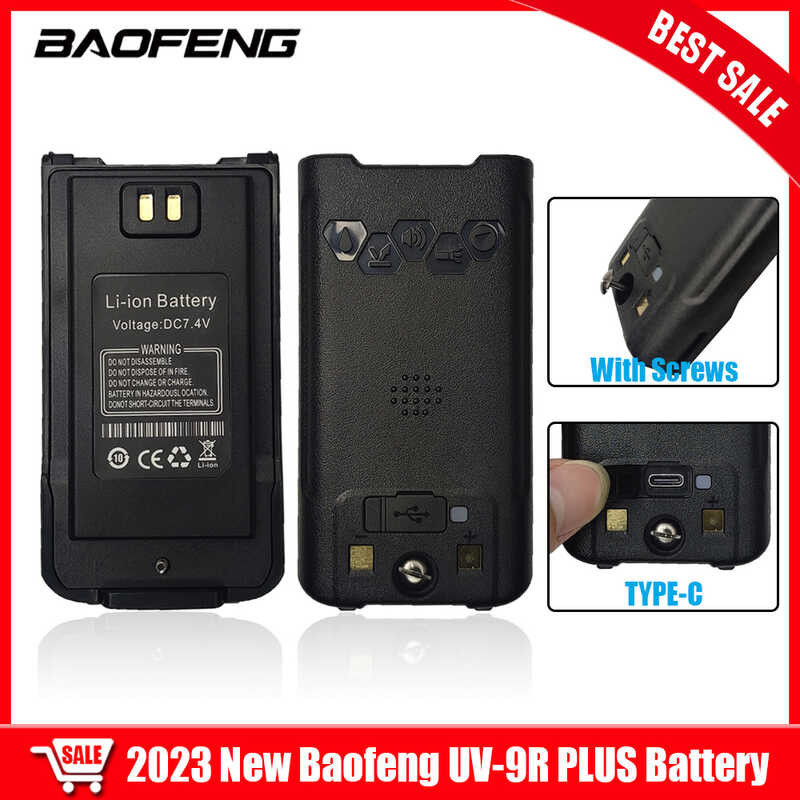 BAOFENG UV98 PRO Battery Walkie Talkie Li-ion TYPE-C Rechargable Battery UV-98 PLUS With Screws ...