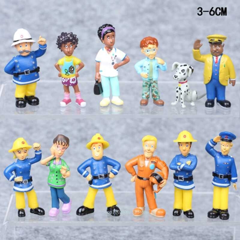 12Pcs/Set Fireman Sam Action Figure Anime Fire Fighting Figure Model ...