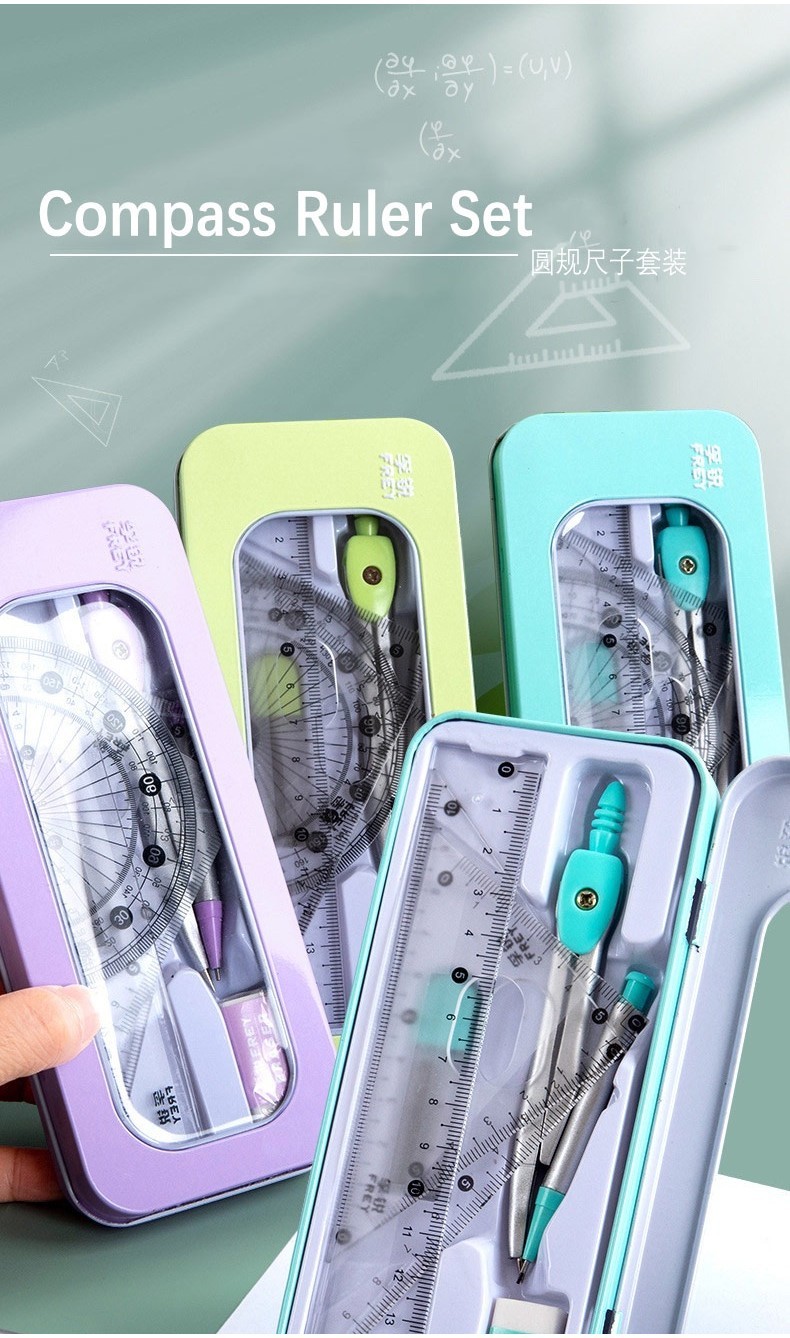 7pcs/Set Geometry Compasses//Triangle Ruler/Ruler/Protractor Exam ...