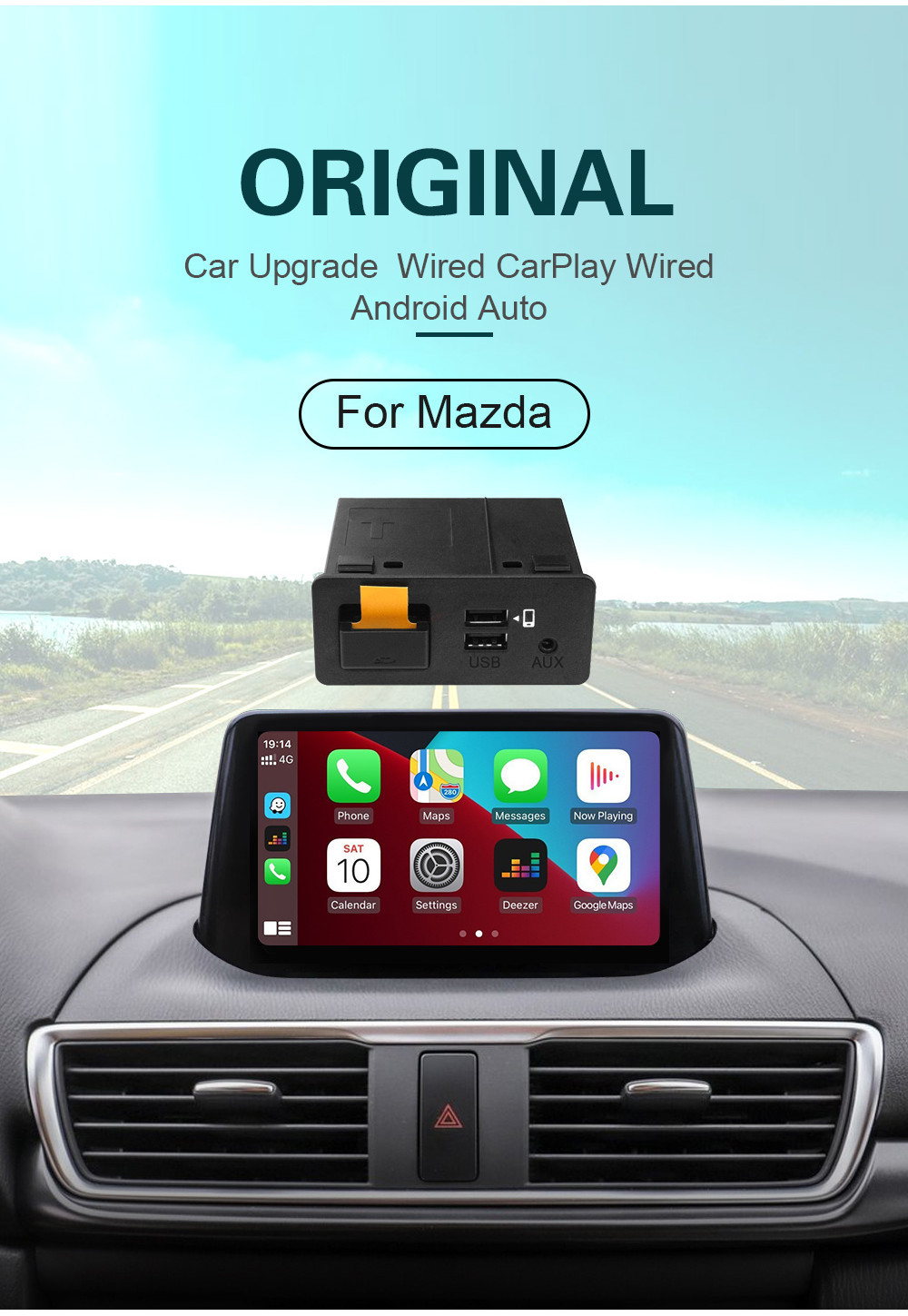 Mazda Upgrade Type-c Fast Charging CarPlay Android Auto USB Adapter Hub ...