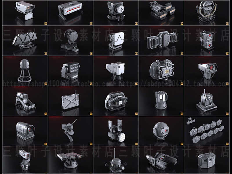 Blender High Quality Hard Surface Function Module Components 180 Mech ...