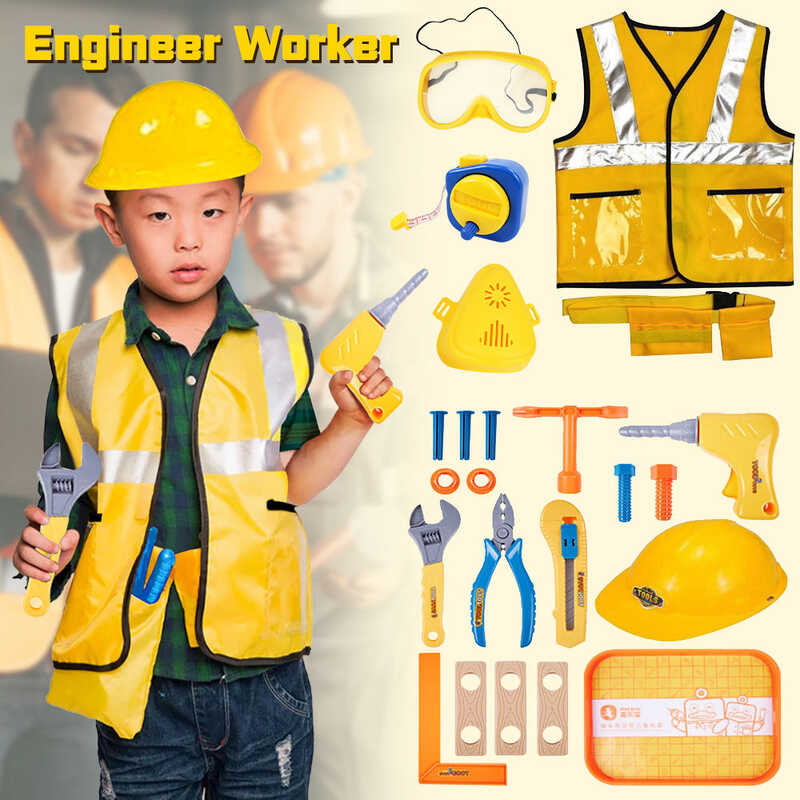 LY Halloween Cosplay Set Engineer Costume For Kids Boy Construction ...