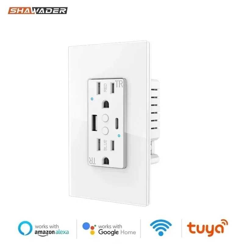 Shawader US Power Plug WIFI Smart Wall Socket USB Type-C Outlet PD 20W ...