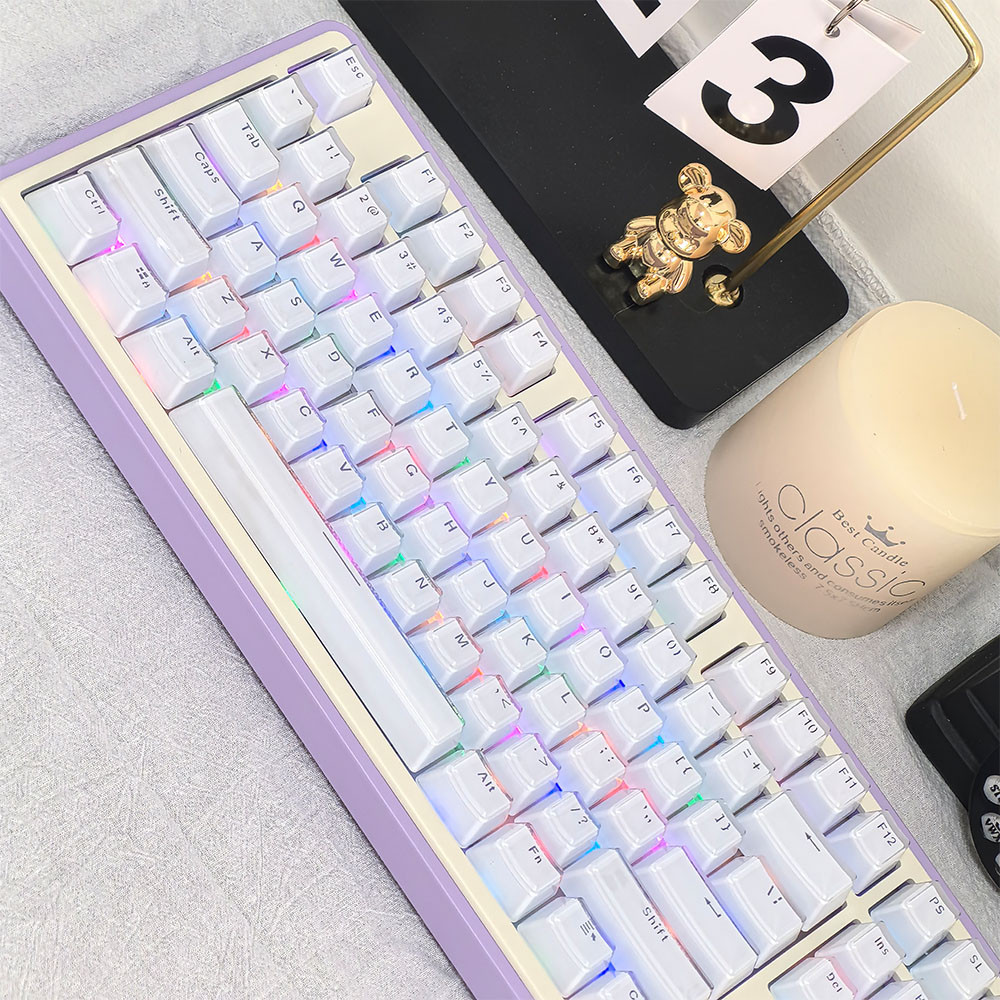 White Jello Keycap OEM Profile 104 Keys PC Double Shot Light ...