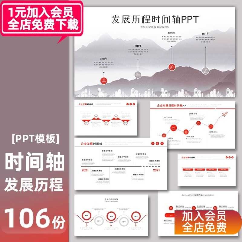 Timeline PPT Template Enterprise Development History Company Major ...