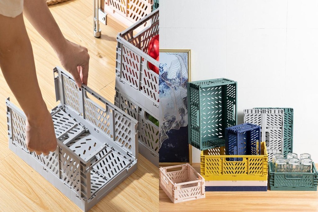 Load Bearing Storage Crate for Cosmetic Folding Plastic Storage Crates ...