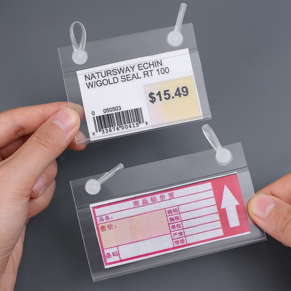 Market Grocery Price Tag Ticket Hanger Clips with Button Transparent ...