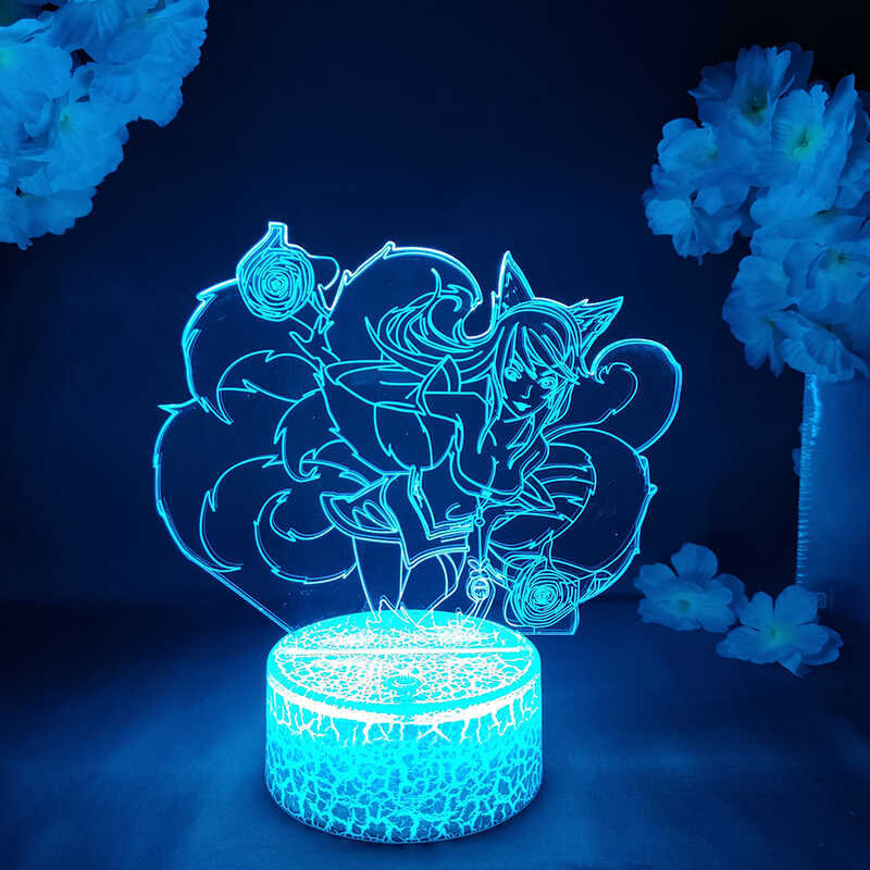 LOL League Of Legends Game Lamp Ahri The Nine Tailed Fox 3D Led RGB ...