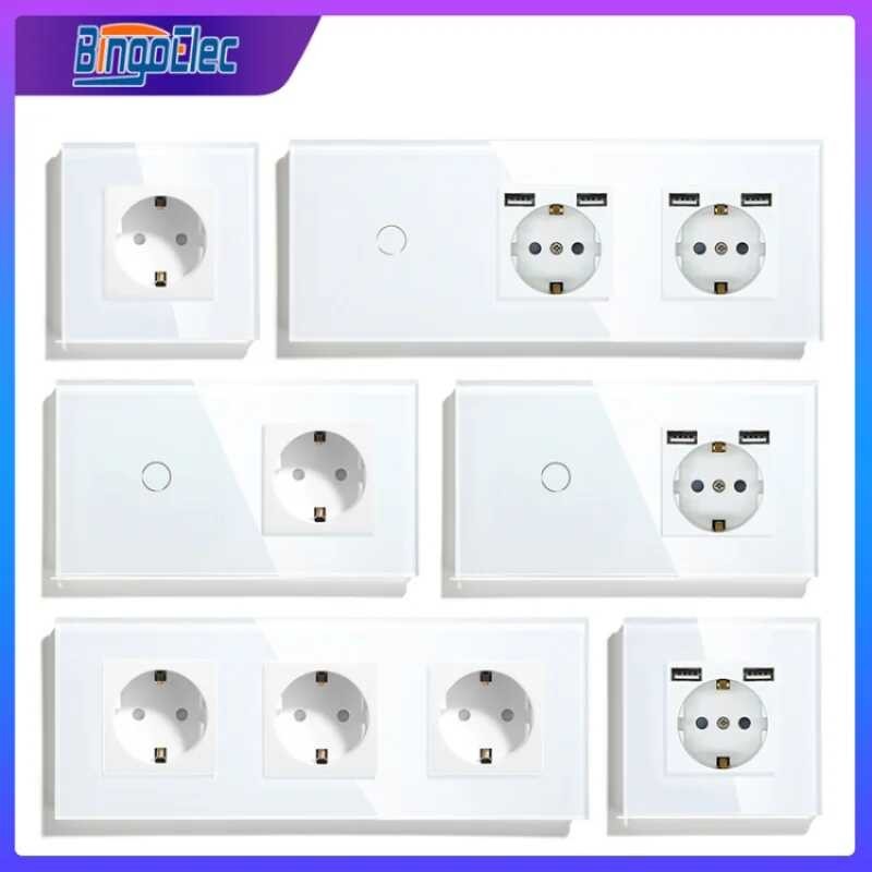Wall Socket Na May Class C Touch Light Switch Na May USB Sockets EU ...
