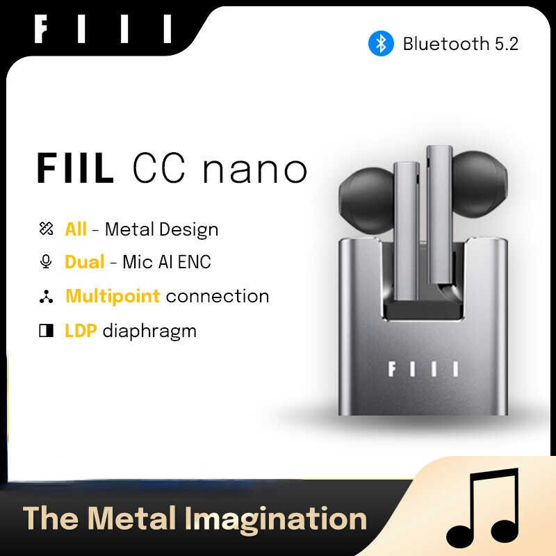 FIIL CC Nano Wireless Bluetooth 5.2 TWS Headphones Dual-Mic AI ENC ...