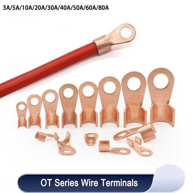 Terminal OT Wire Type 3A 5A 10A 20A 30A 40A 50A 60A 80A Red Copper Bare ...