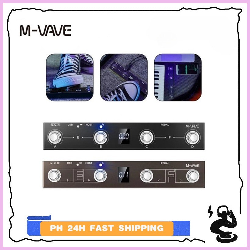 M-vave Chocolate Plus Wireless Midi Controller Keyboard 4 Buttons Foot Switch Supports MIDI H ...