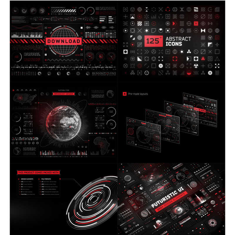 Future high-tech visual big data information chart HUD backend ...