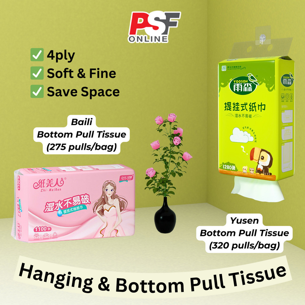 Hanging & Bottom Pull Out Type 4ply Gentle Soft Facial Tissue Paper ...