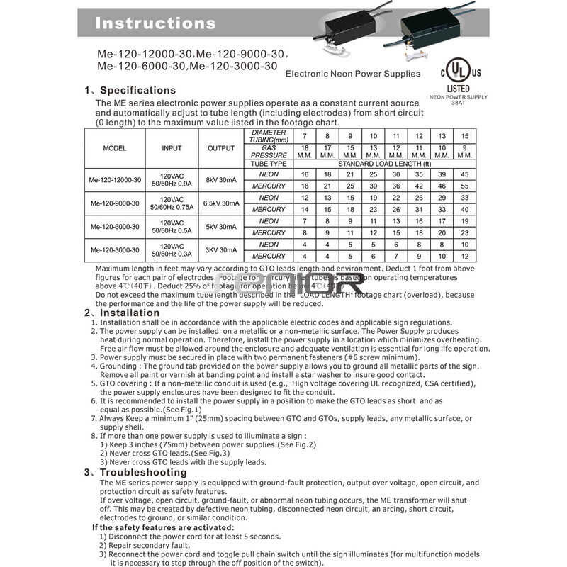 3000V 30Ma UL Electronic Transformer Power Supply American Standard ...