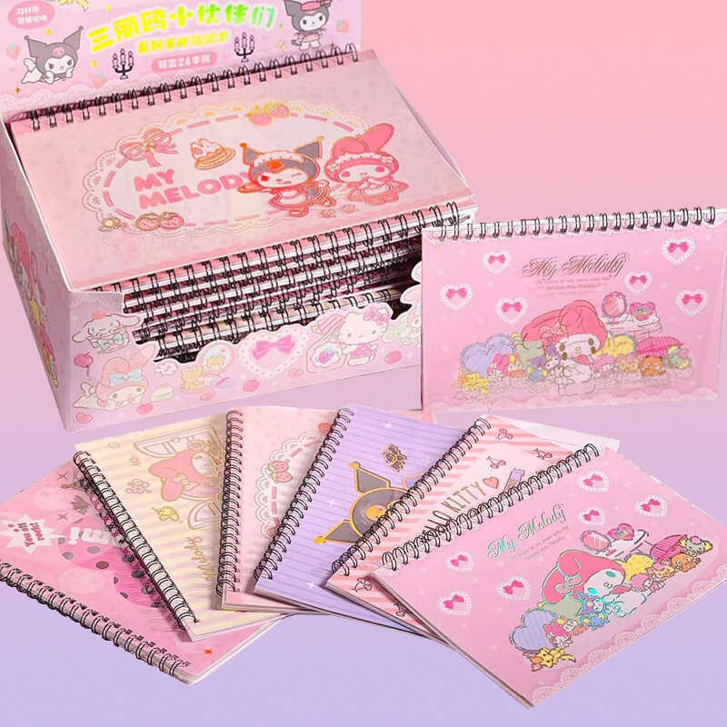 24pcs Sanrio Stickers Coil Book Kawaii Anime Kuromi Melody Pet ...