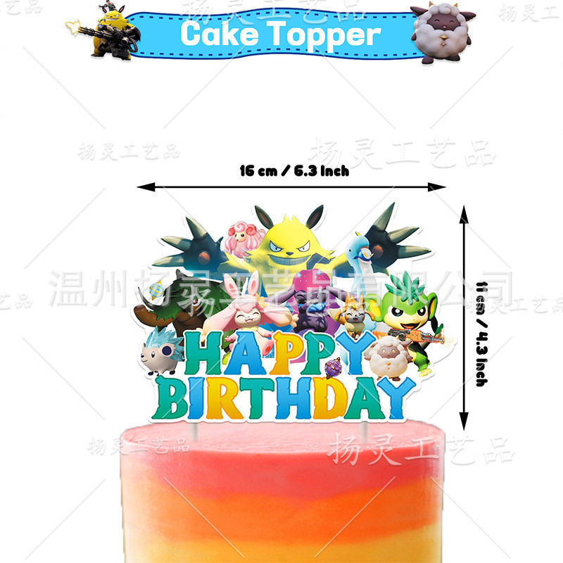Palworld Birthday Party Decoration Set Banner Cake Topper Doraemon Foil ...