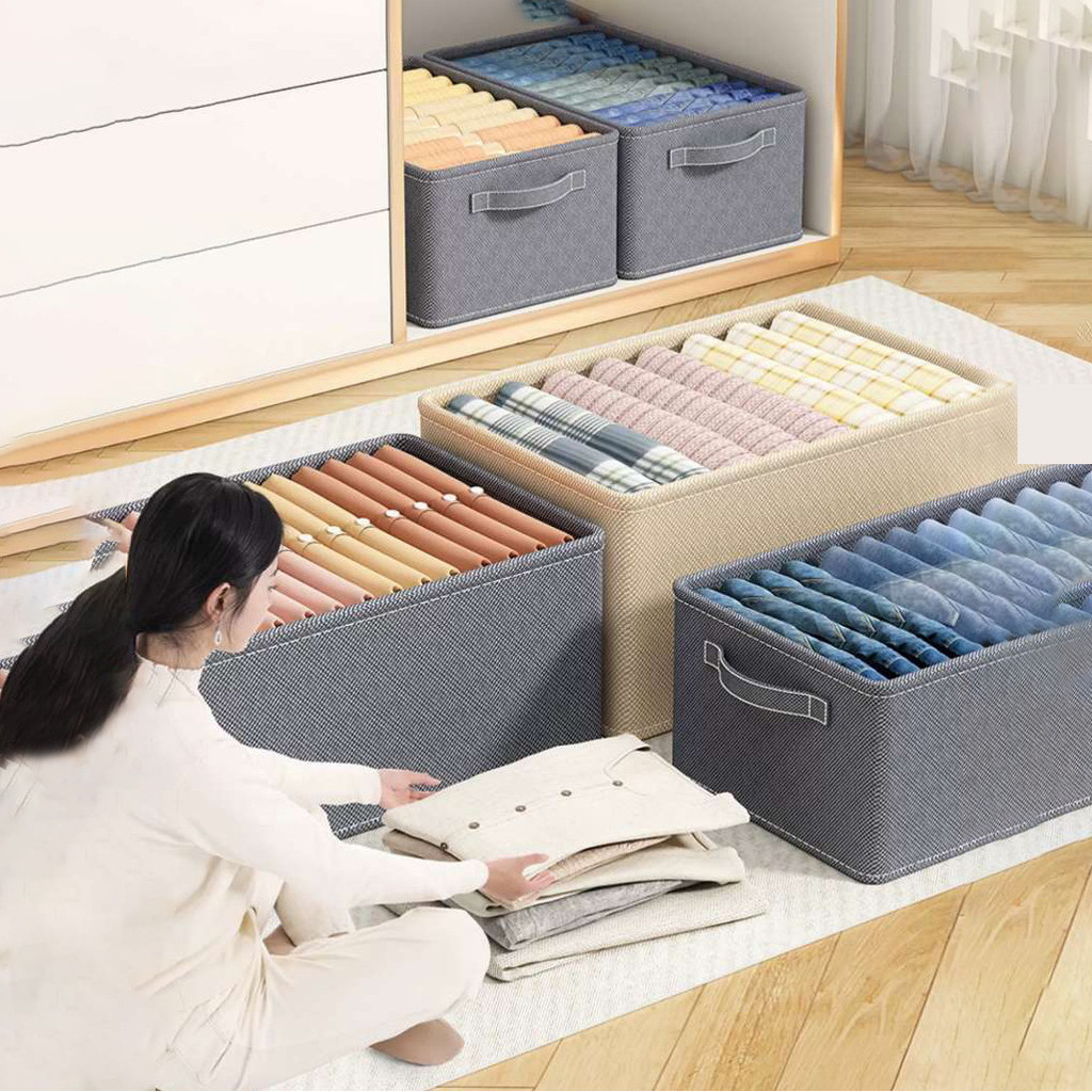 Square Stackable Clothes Organizer Collapsible Shirt Jeans Storage Box ...