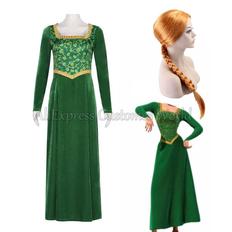 LY Anime Princess Green Dress Fiona Dress Shrek Cosplay Costume ...