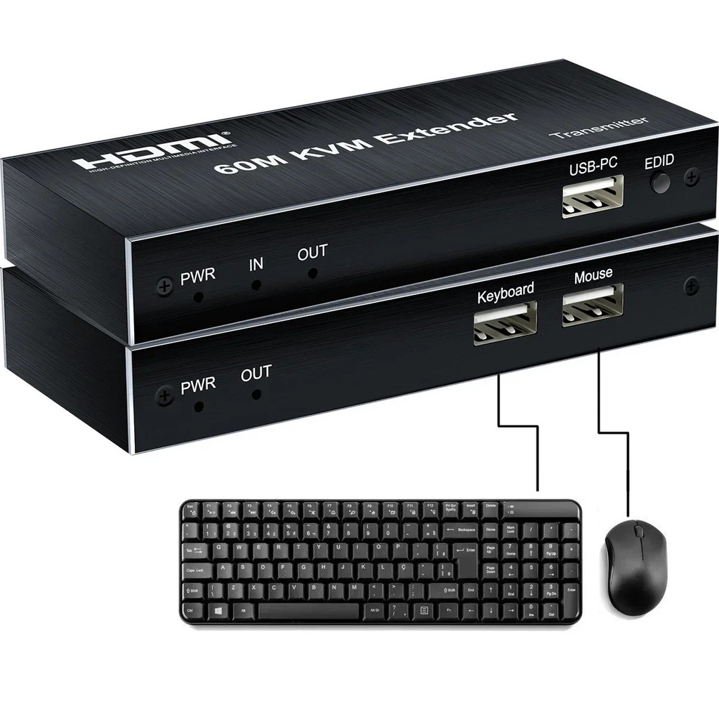 USB KVM Extender RJ45 HDMI Extender 60M Via Ethernet Cat5e Cat6 Cable ...
