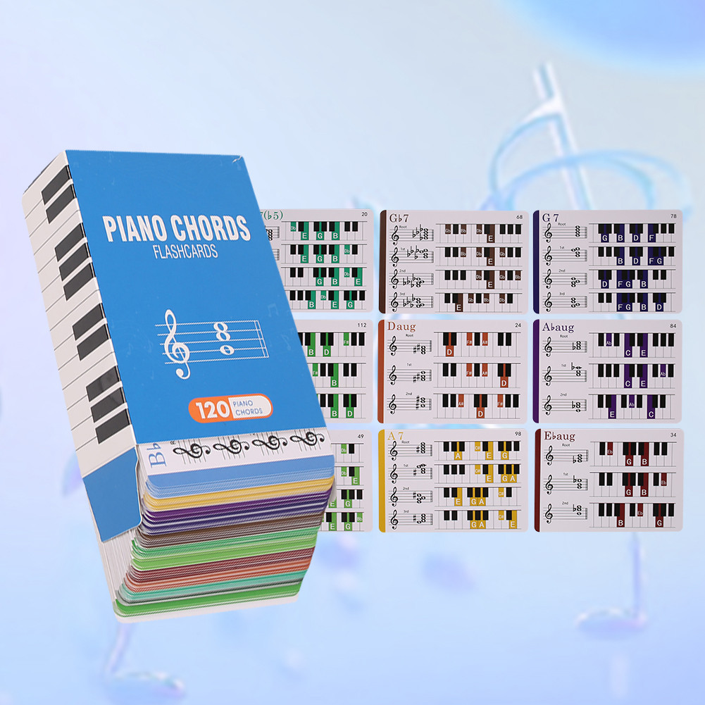 Flash Cards for 120 Chords with Piano Chords Chart Fun Educational ...
