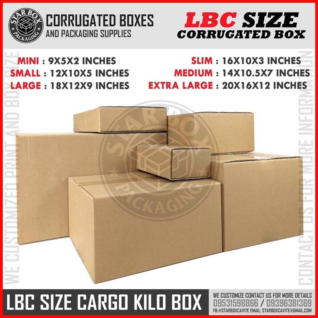 Starbox Slim LBC Express Sizes Corrugated Cargo Shipping Boxes ...