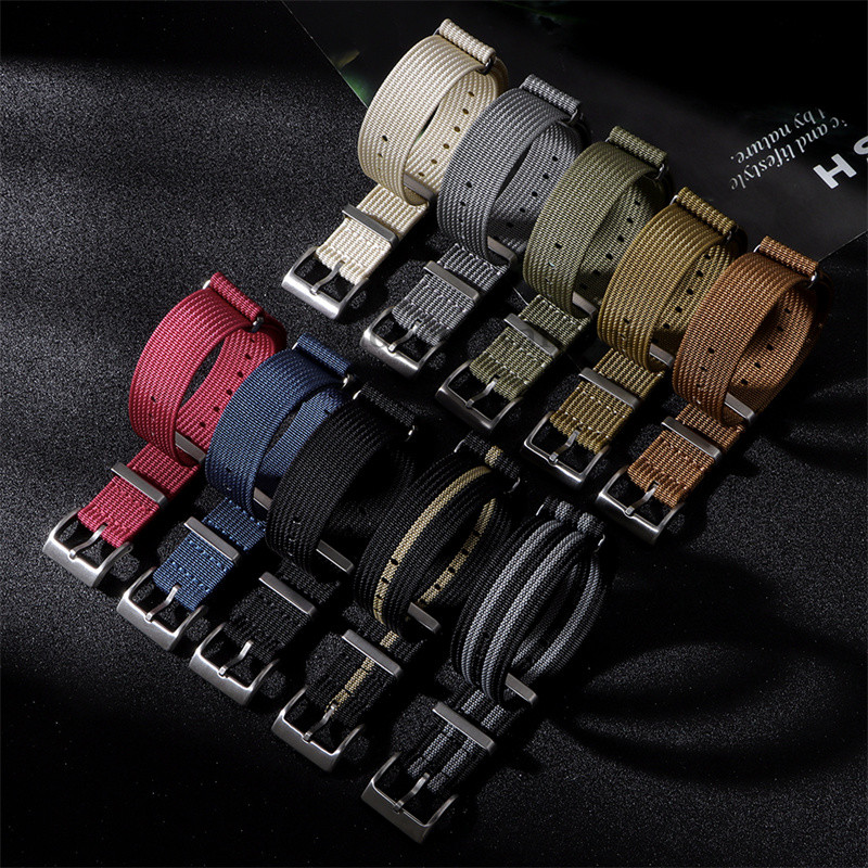 20mm 22mm Military NATO Nylon Watch Strap Universal Braided Ribbed ...
