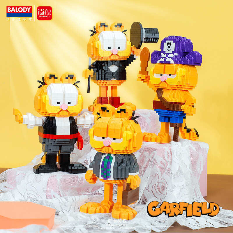 Balody Garfield Cat Building Blocks Swim Gentleman Cartoon Cat Model ...