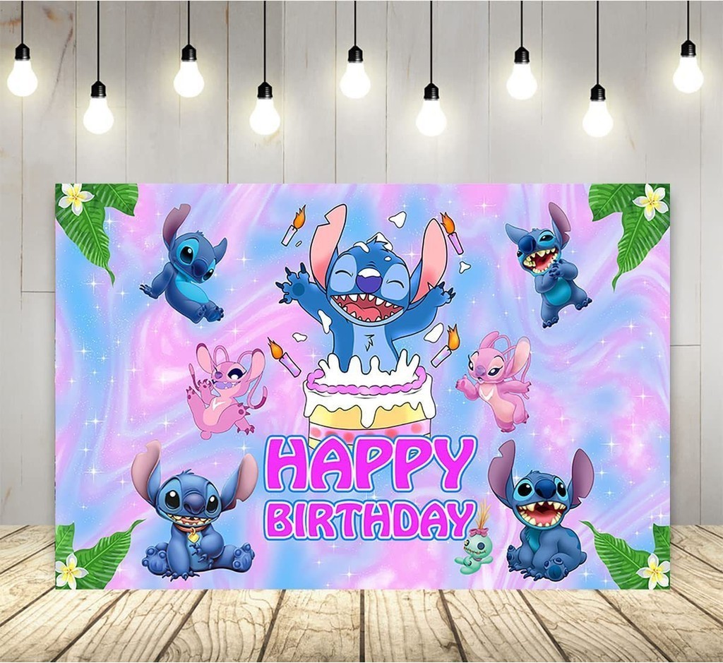Stitch Birthday Decoration Backdrop Banner Lilo Stitch Photographic ...