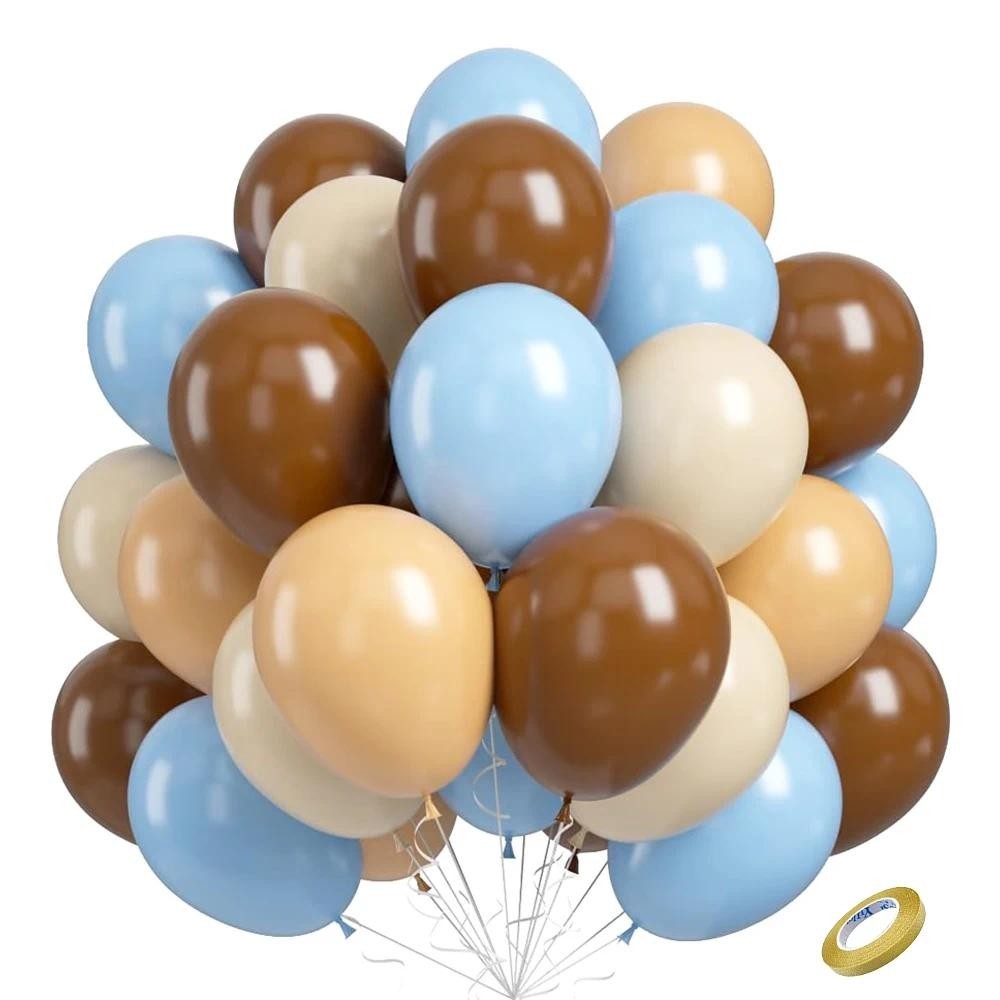 40Pcs Baby Shower Balloons Set Boho Brown Pastel Blue Skin White Sand ...
