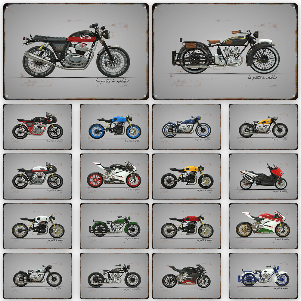 Motorcycle Vintage Metal Posters Racing Decorative Tin Signs Auto Club ...