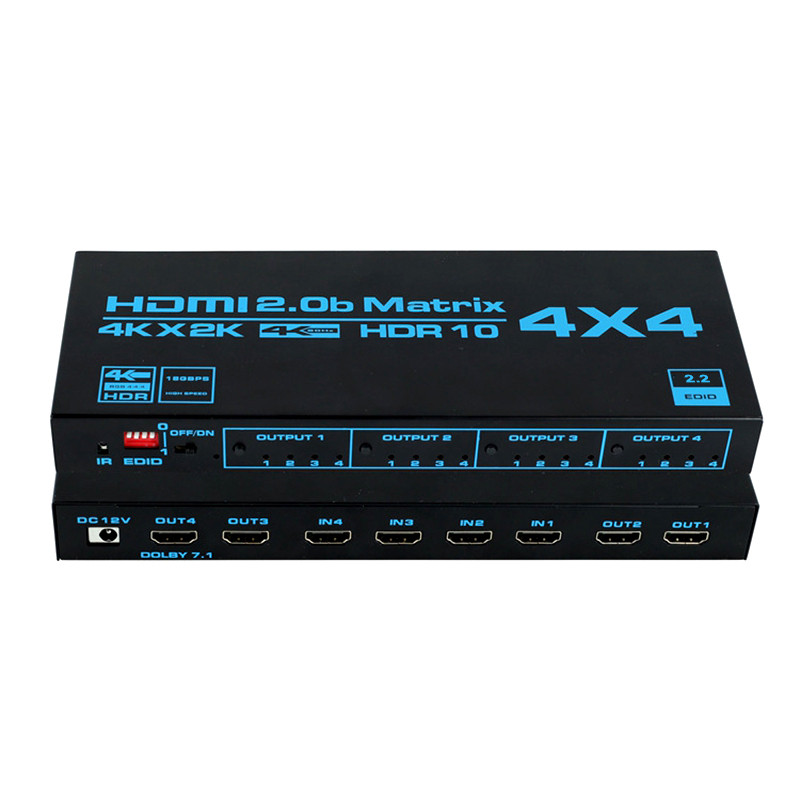 HDR10 4x4 HDMI Matrix 4K 60hz HDMI2.0 Switch Splitter 4 Inputs and 4 ...