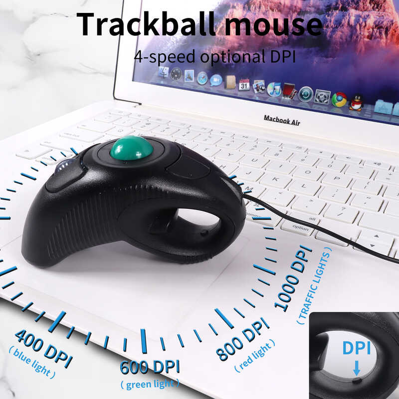 New Wired Track Mouse Thumb-Controlled Handheld Wireless Mice Portable ...