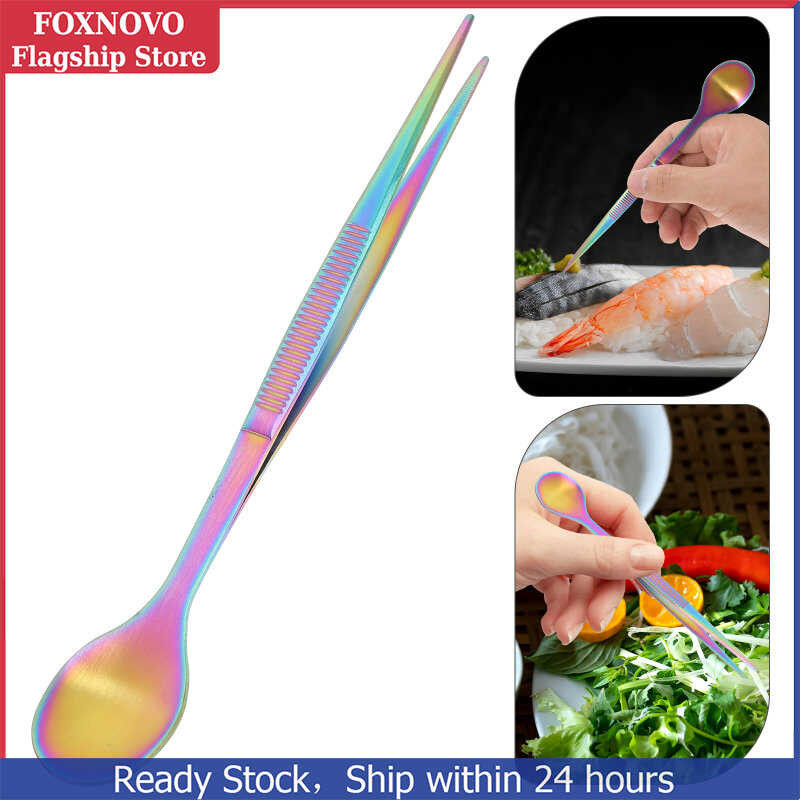 LY FOX Chefs Tweezers Stainless Steel Flavor Test Spoon Kitchen Tasting ...