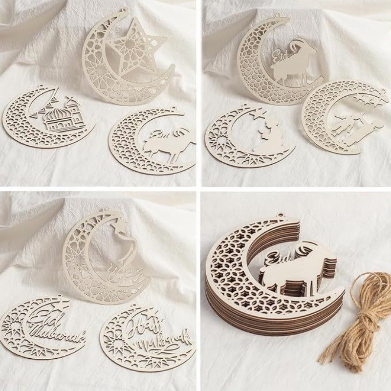 2025 Hari Raya Wooden Pendant Retro DIY Hanging Hollow Craft Ornament ...