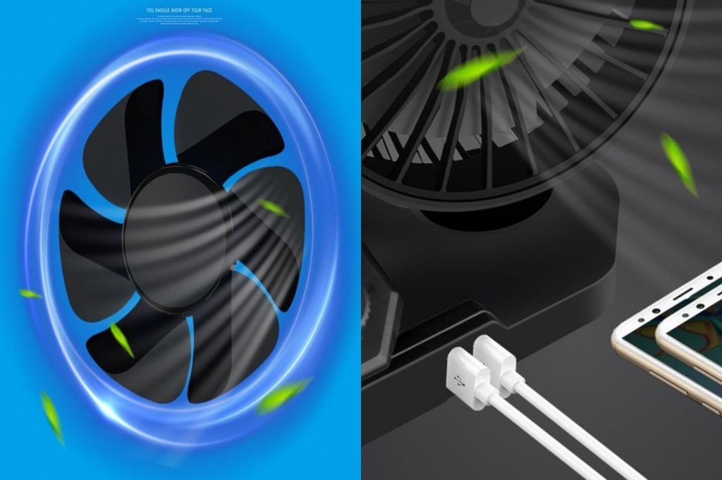 OMG 12V/24V Air Cooling Fan for Bus Dual Head Car Cooling Fan ...
