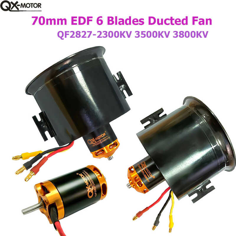 QX-Motor 70MM EDF Ducted 6 Blades Fan QF2827 Brushless Motor 2300KV ...