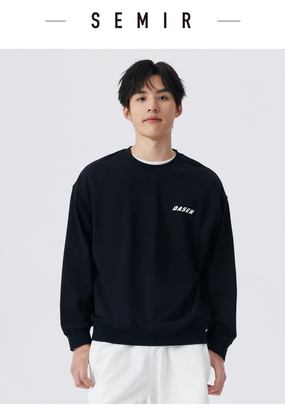 Semir Men Sweatshirt Knitted Bottom Round Neck Soft And Comfortable ...