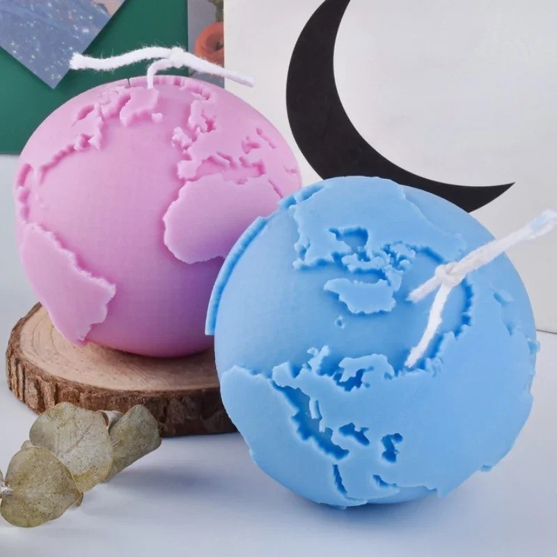 CHK 3D Ball Planet Silicone Mold DIY Space Earth Shape Scented Candle ...