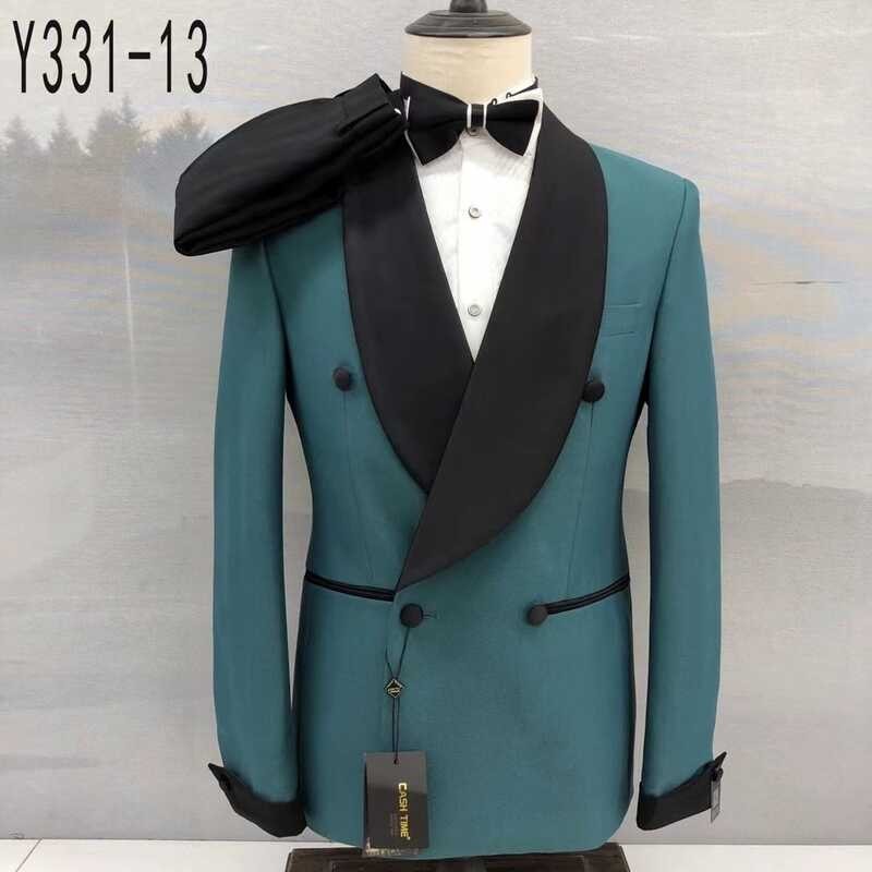 Classic Sea Blue Suit For Men Wedding Party Groomsman Formal Costumes ...