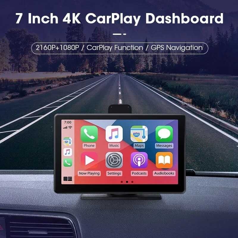 Jansite 7-inch Car DVR Dashcam 4K Carplay Android Auto 2160P Front ...