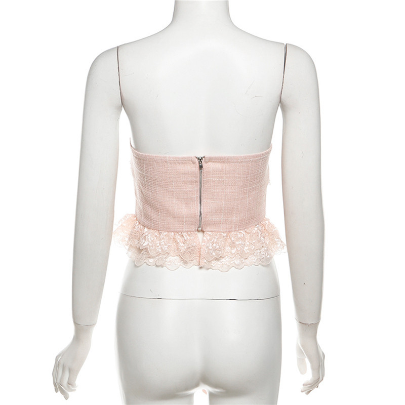 Klalien 2024 Summer Vacation Spicy Girl Pink Bow Patch Bra Vest Women's ...