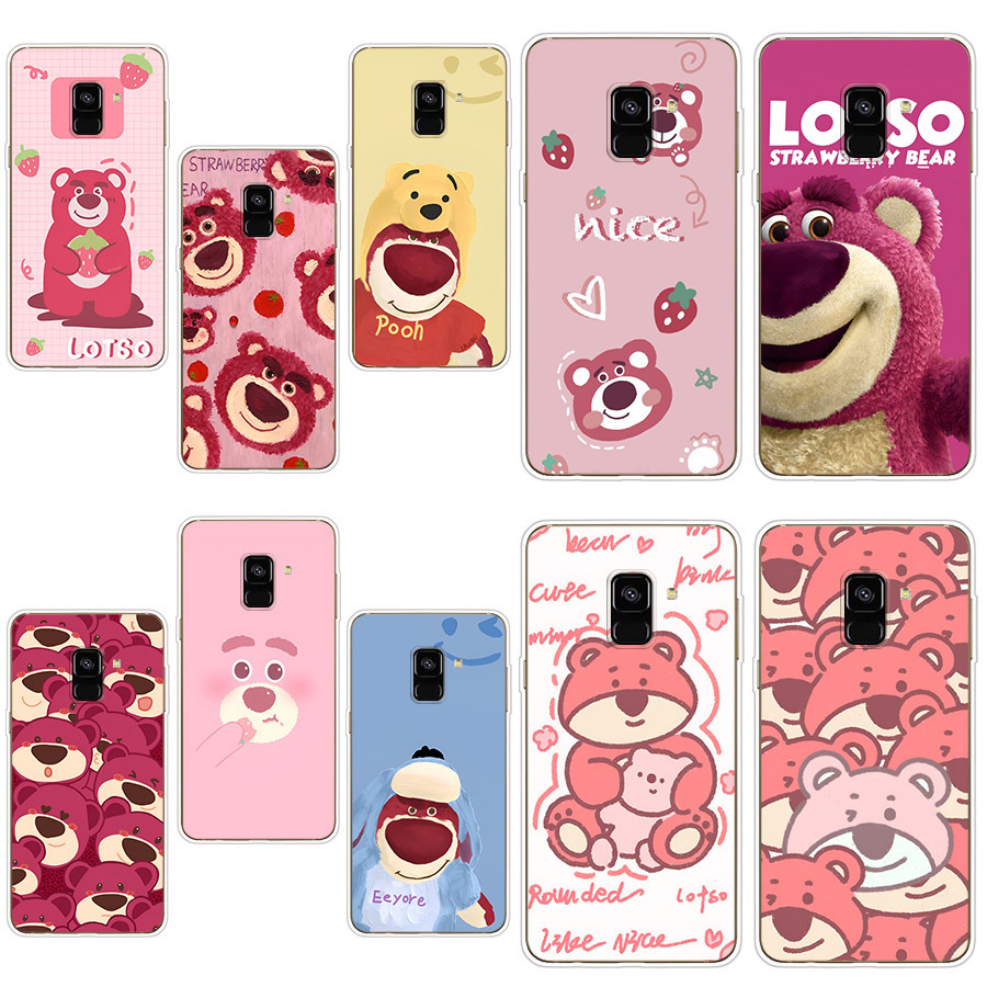 8X-Strawberry bear For Samsung Galaxy a6 2018/a8 2018/a8 plus 2018/j6 2018 Case TPU Soft Silicon ...