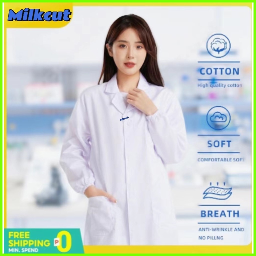 ♣ ☂ Lab Gown Long Sleeve Lab Coat For Students White Laboratory Gown ...